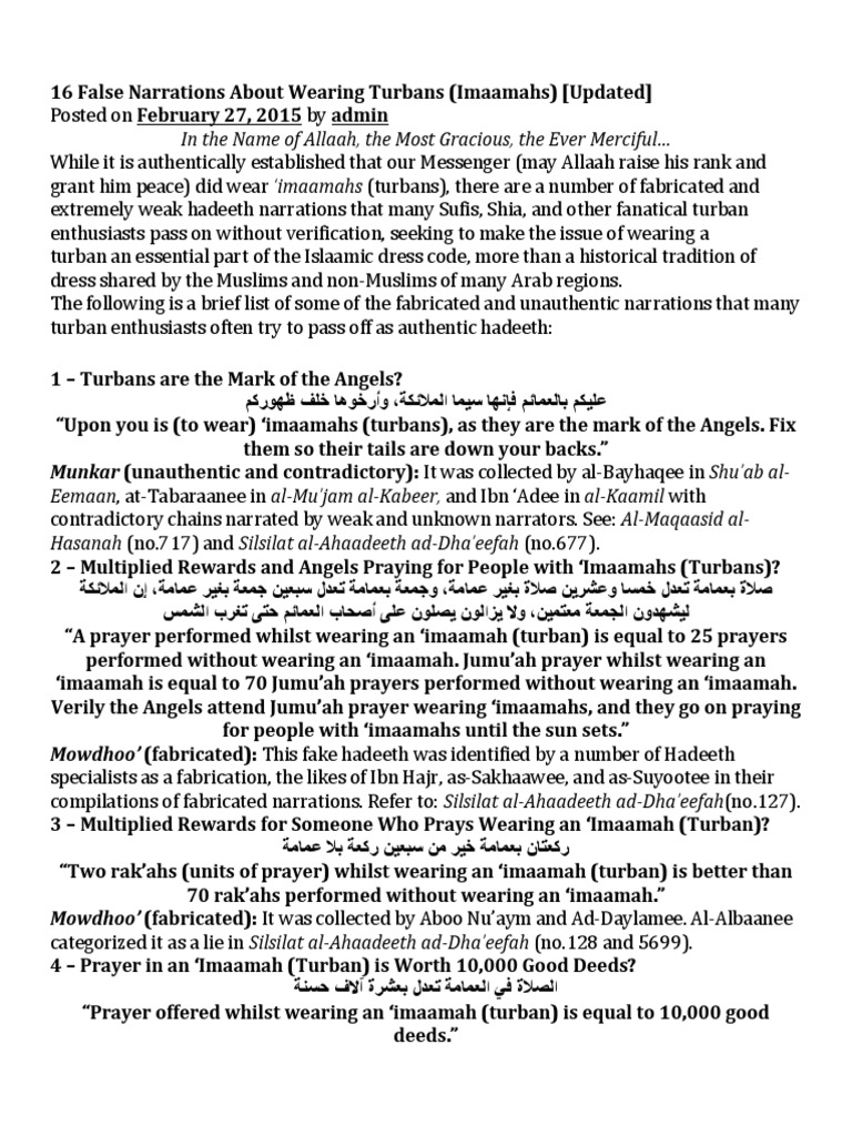 Debunking Turban Narrations | PDF | Hadith | Muhammad