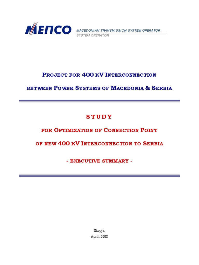 Study For Optimization of Connection Point Mkd-Ser Ex - Summary EN PDF | PDF | Electric Power ...