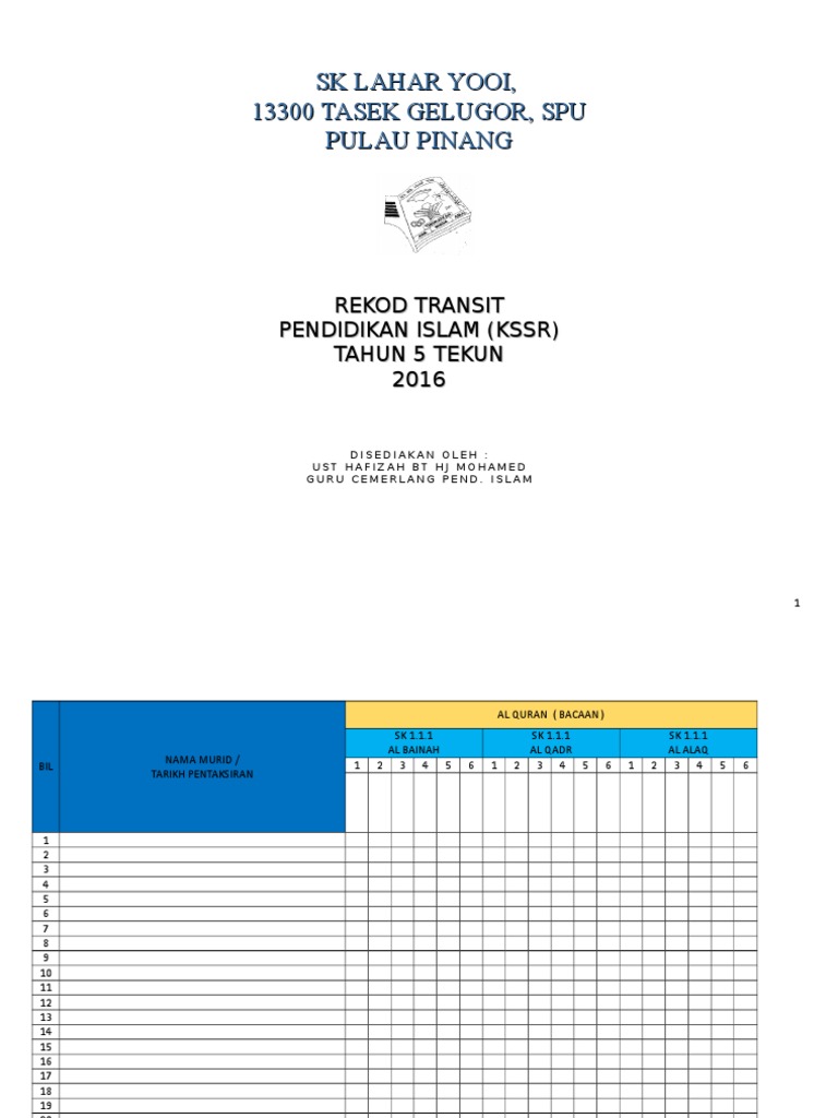 Rekod Pentaksiran SK Lahar Yooi | PDF