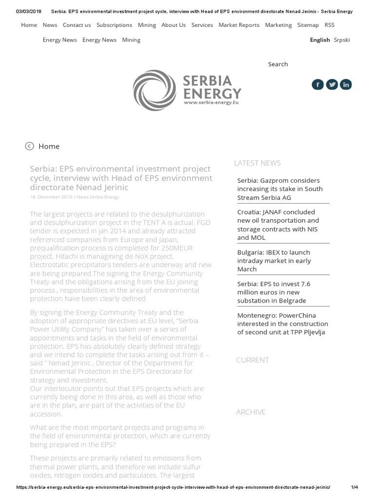 Serbia - EPS Environmental Investment Project Cycle, Interview With ...