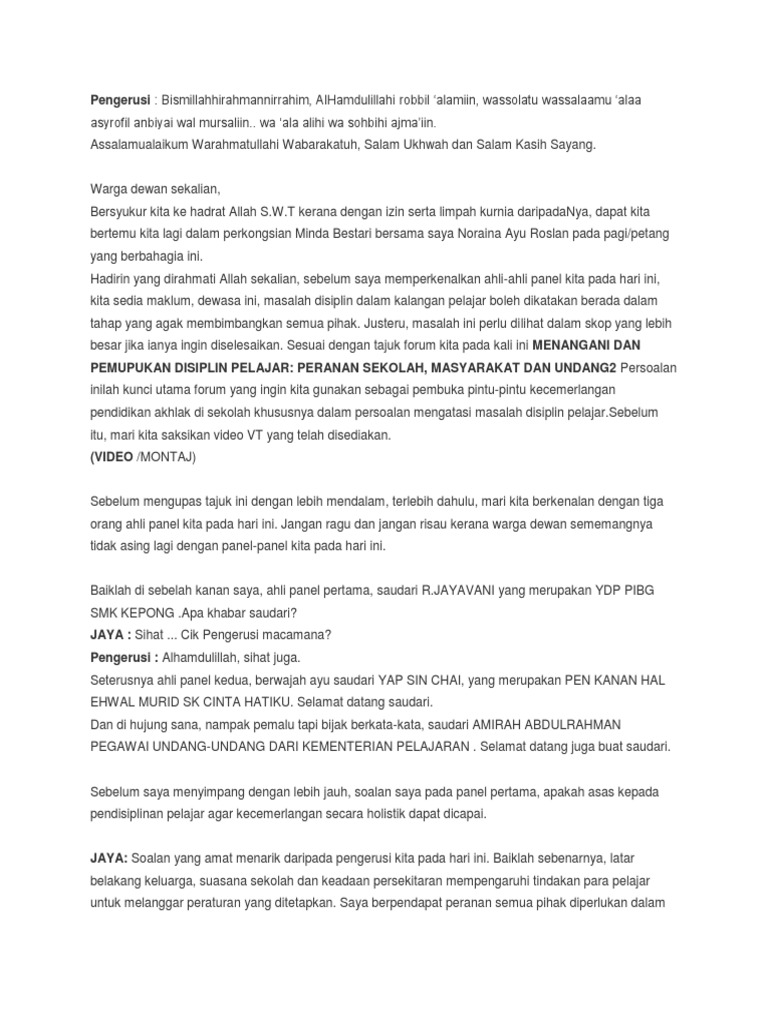 Skrip Forum Isu Pend | PDF