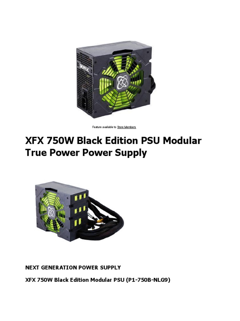 XFX 750W Black Edition PSU Modular True Power Power Supply | PDF ...