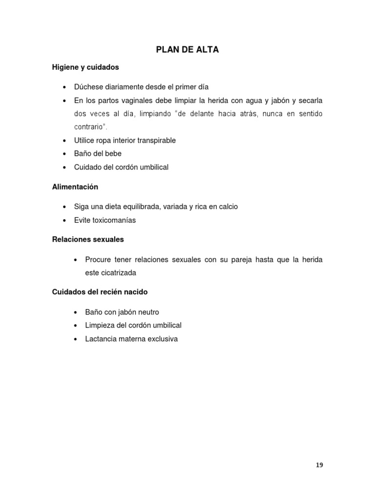 Plan de Alta | PDF | Salud y bienestar | Ciencia y matemáticas