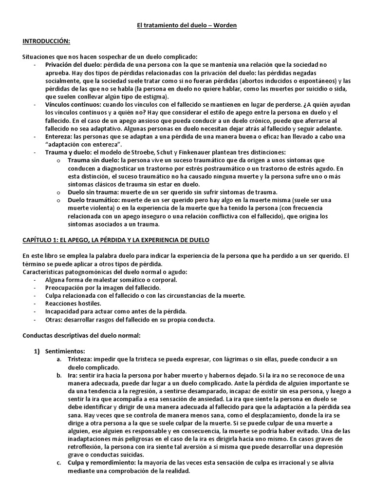 Tratamiento del Duelo: Claves y Tareas | PDF | Dolor | Trauma psicólogico