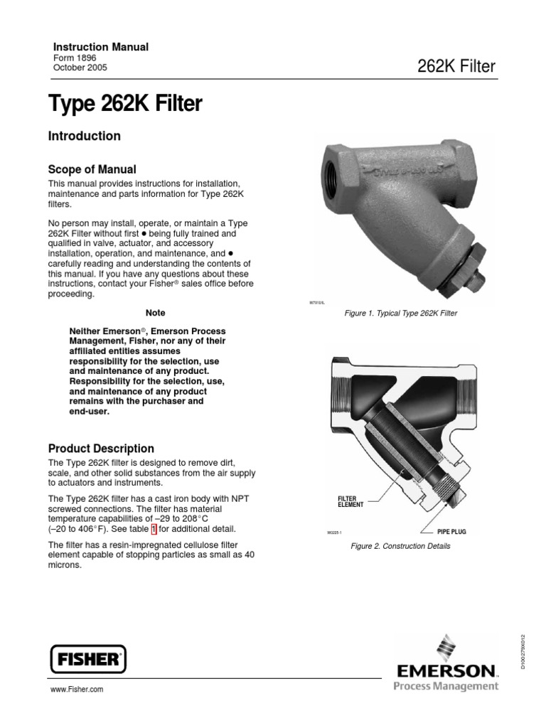 Type 262K Filter | Download Free PDF | Valve | Filtration