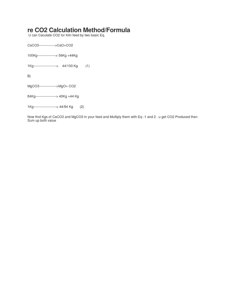 Re CO2 Calculation Method/Formula | PDF