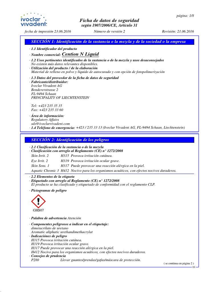 Cention N Liquid | PDF | Guante | Agua