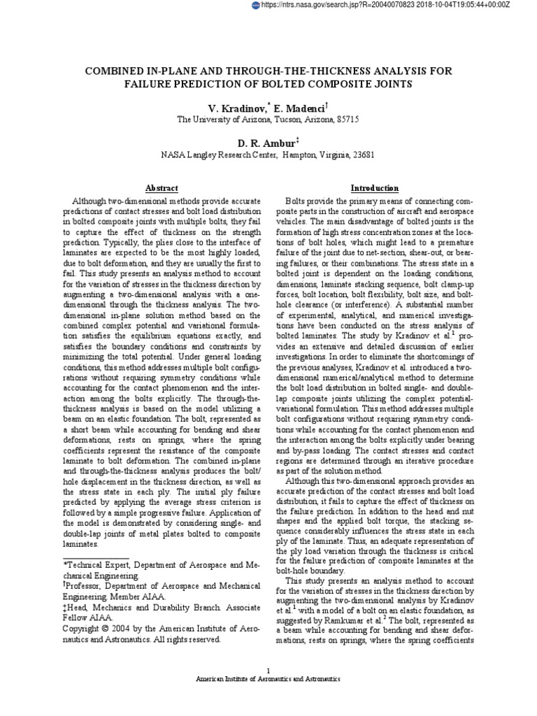 Nasa Double Lap Bolted | PDF | Stress (Mechanics) | Strength Of Materials