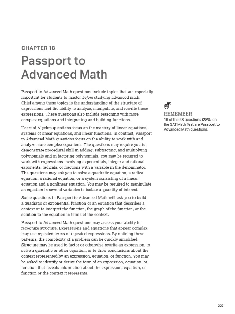 Ch18 PDF Official Sat Study Guide Passport Advanced Math | PDF ...