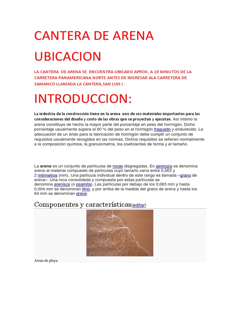 Características y Tipos de Arena | PDF | Arena | Materiales naturales