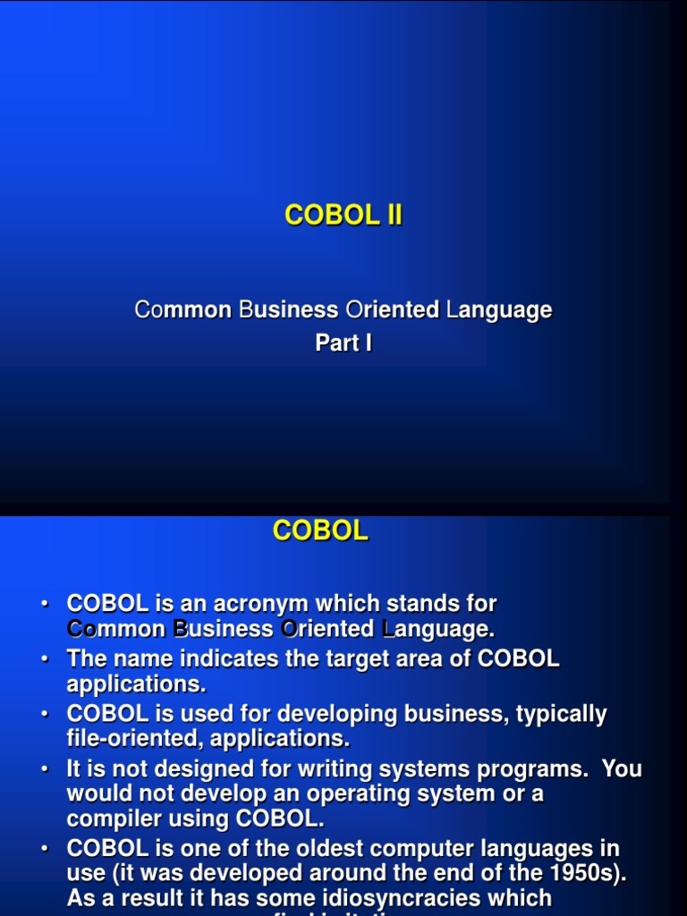 Cobol Ii: Common Business Oriented Language | PDF | Data Type | Computer Program