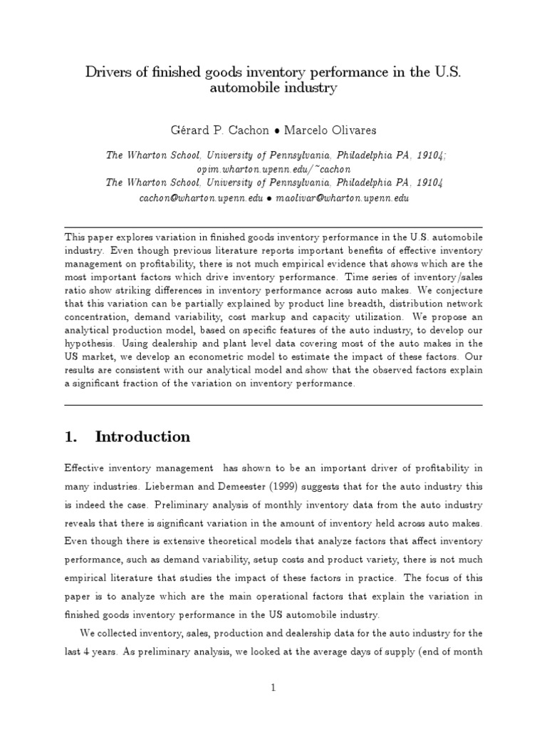 Auto Msom v2 | PDF | Gross Margin | Inventory