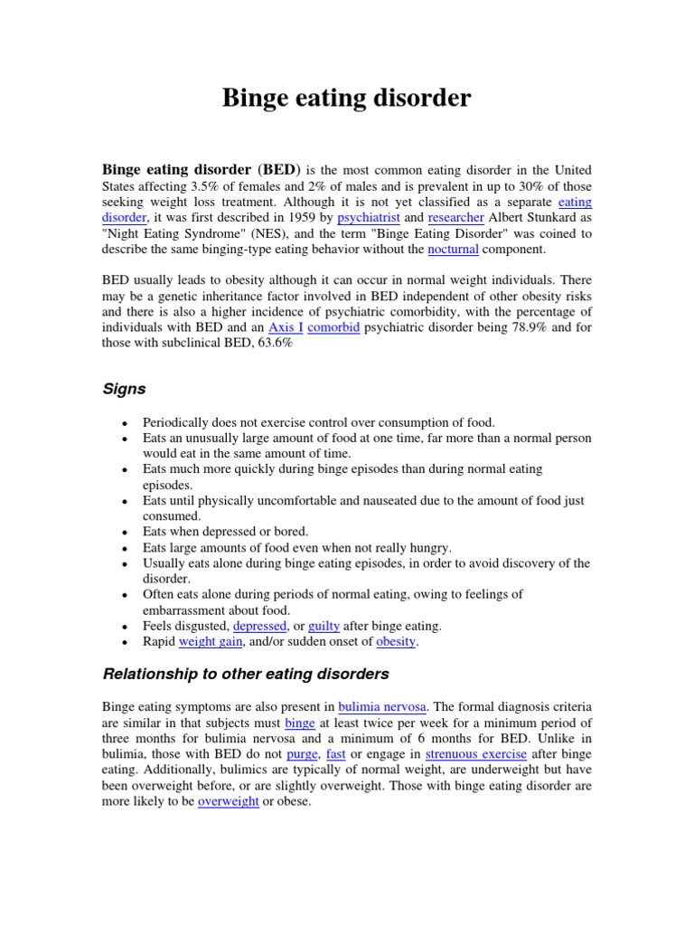 Understanding Binge Eating Disorder | PDF | Binge Eating Disorder ...