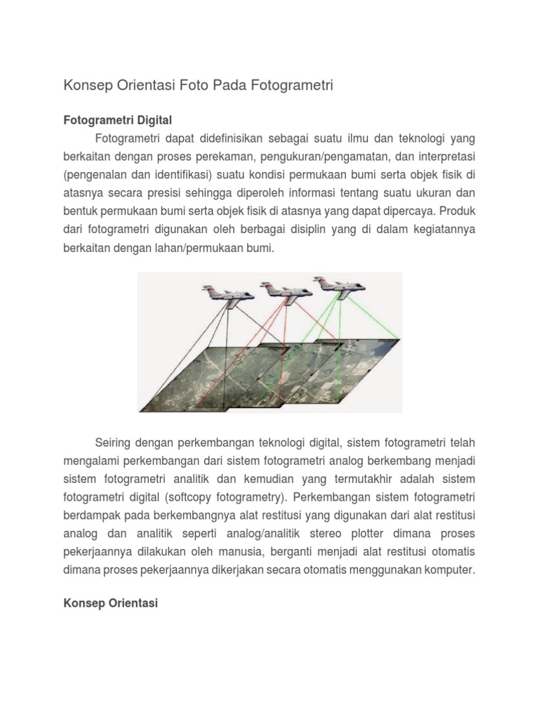 Konsep Orientasi Foto Pada Fotogrametri | PDF