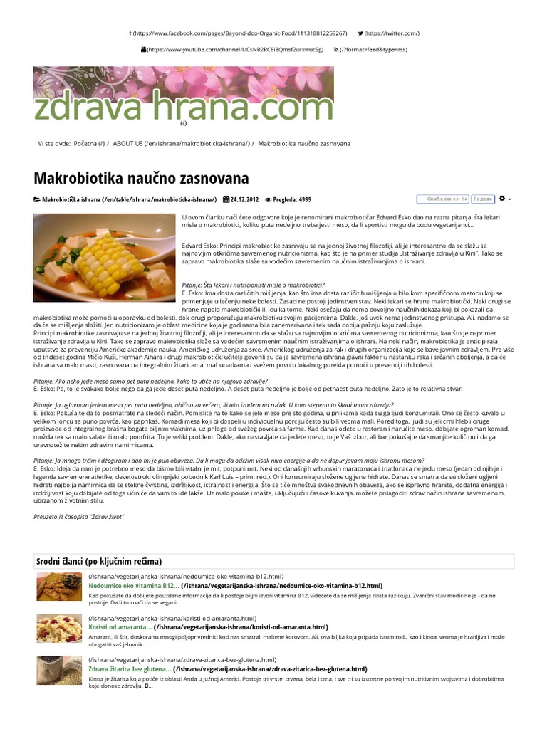 Makrobiotika Naučno Zasnovana PDF | PDF