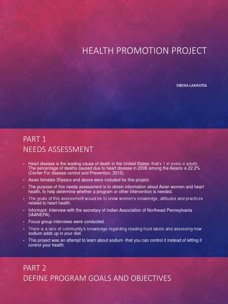 Health Promotion Project | Download Free PDF | Needs Assessment | Foods