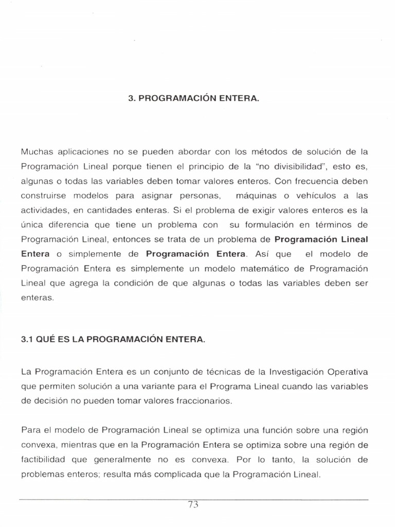 Programacion Entera | PDF | Programación lineal | Algoritmos