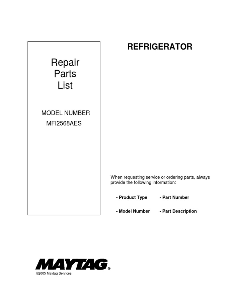 Repair Part List - MFI2568AES | PDF | Capacitor | Tools