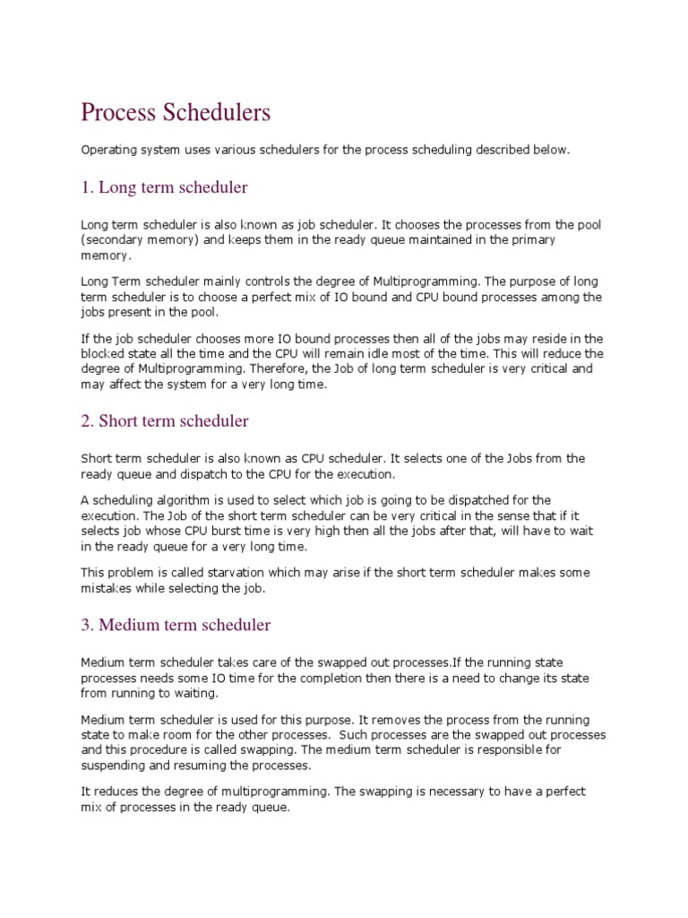 7.OS Process Schedulers - Javatpoint | PDF | Business | Computers