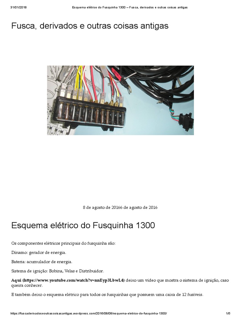 Esquema Elétrico Do Fusquinha 1300 - Fusca, Derivados e Outras Coisas Antigas | PDF ...