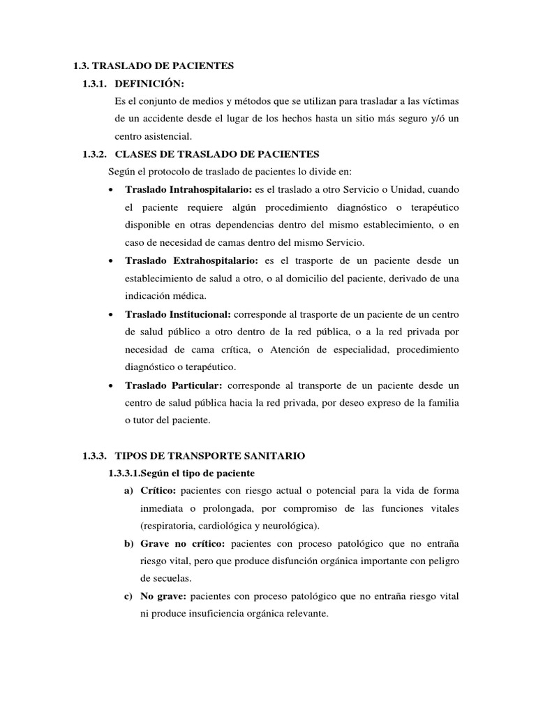 Traslado de Pacientes | PDF | Hospital | Diagnostico medico