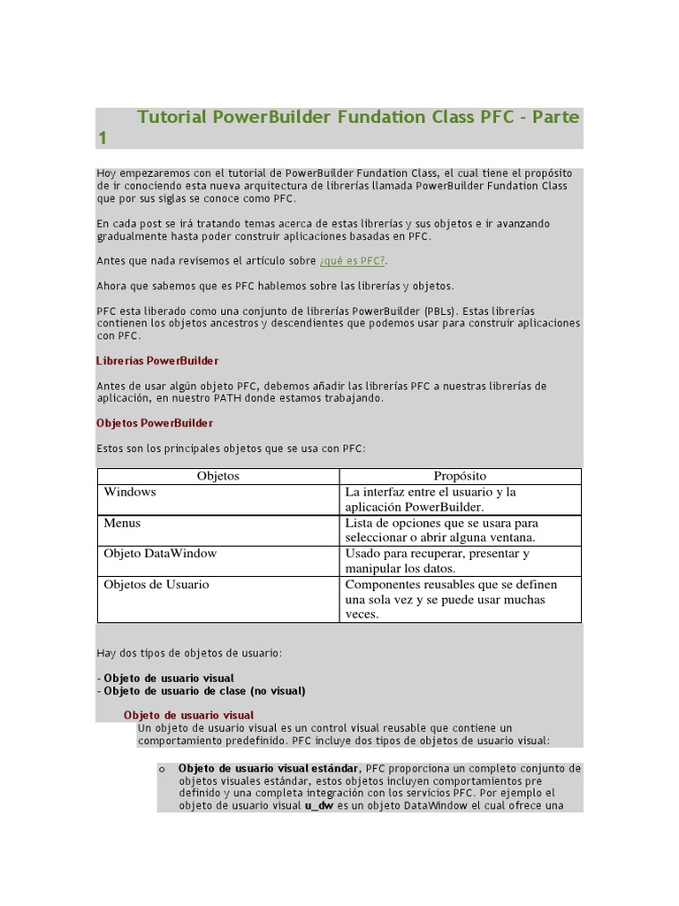 Tutorial PowerBuilder Fundation Class PFC | PDF | Herencia ...