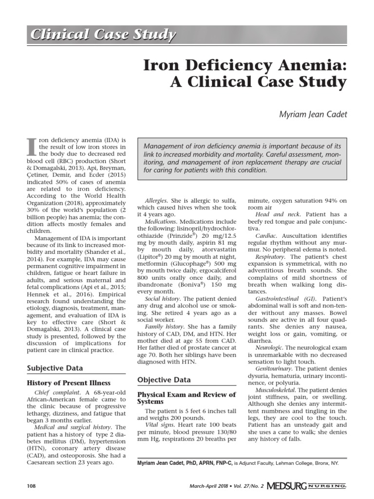 Iron Deficiency Anemia: A Clinical Case Study | PDF | Anemia | Hematology