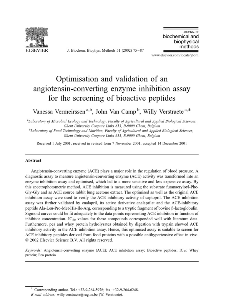 Optimisation and Validation of An Angiotensin-Converting Enzyme ...