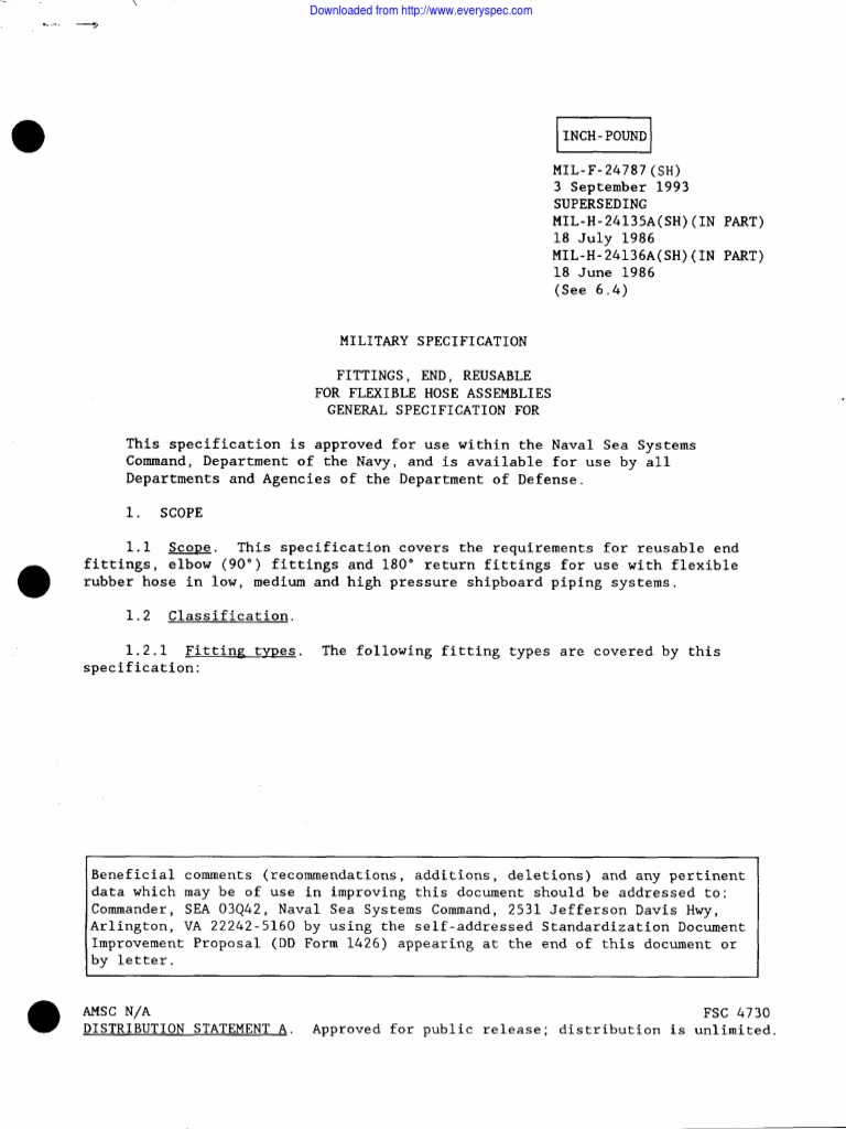 Mil F 24787 | PDF | Hose | Specification (Technical Standard)