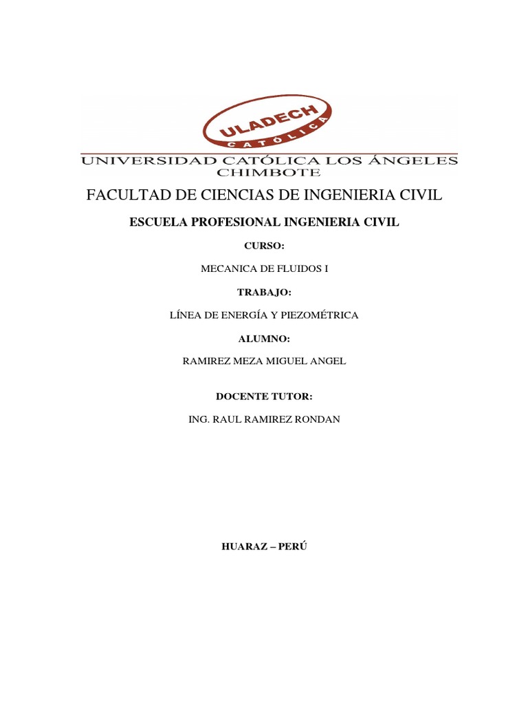 Línea de Energía y Piezométrica en Fluidos | PDF | Presión | Ecuaciones