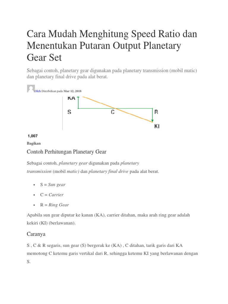 Cara Mudah Menghitung Speed Ratio Dan Menentukan Putaran Output ...