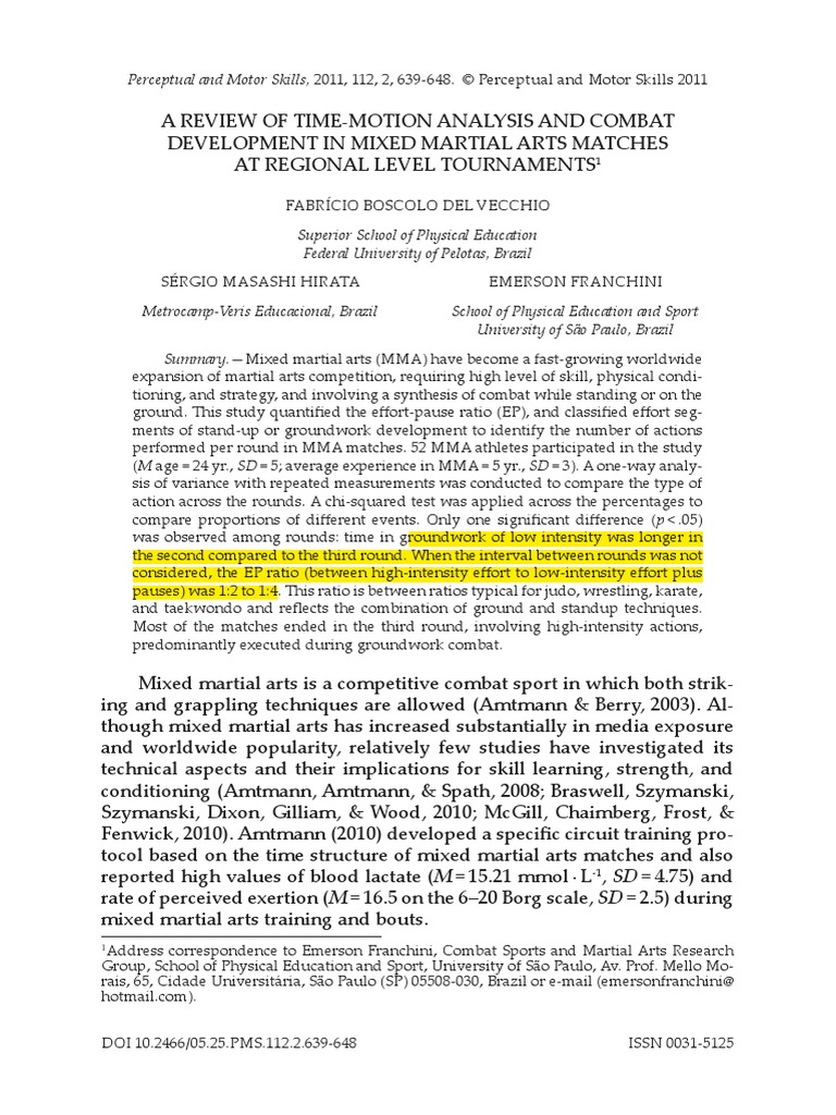 A Review of Time-Motion Analysis and Combat | Download Free PDF | Mixed ...