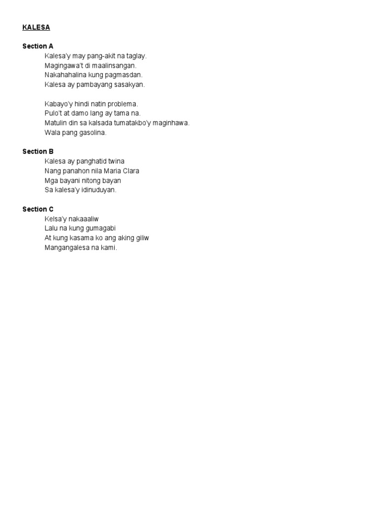 KALESA Lyrics | PDF