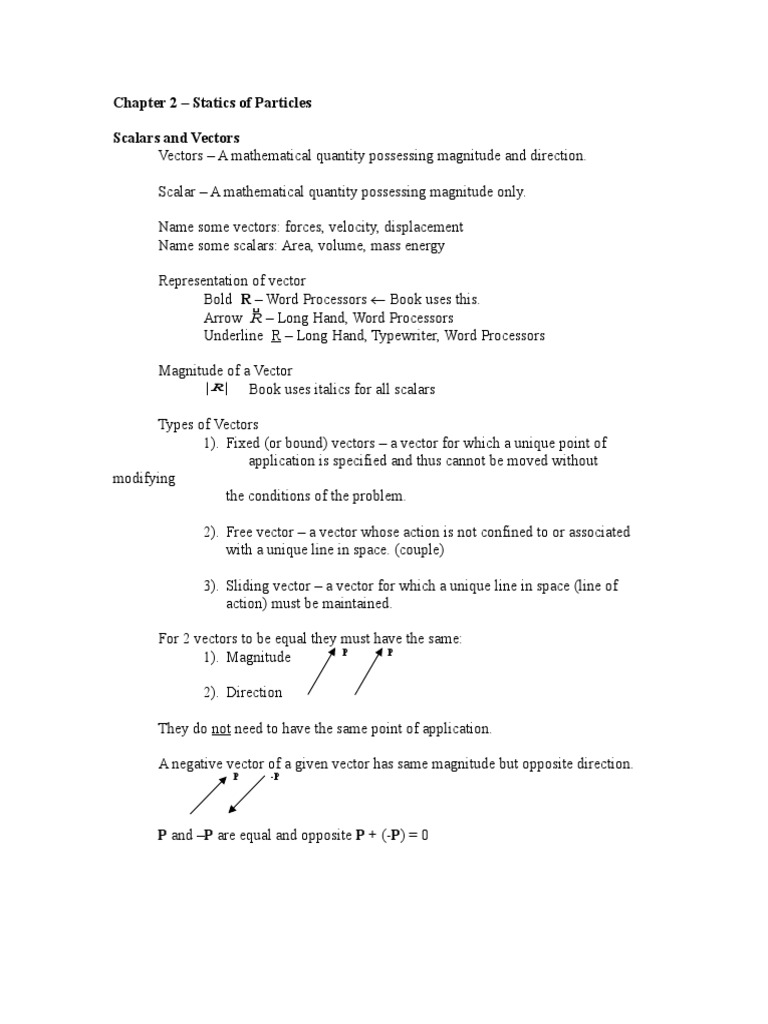 Chapter 2 - Statics of Particles Scalars and Vectors | PDF | Euclidean Vector | Linear Algebra