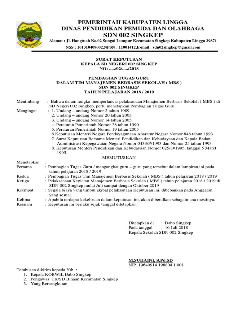 SK Tim Mbs Sekolah | PDF