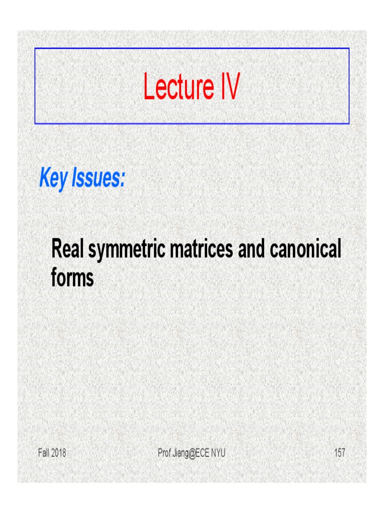Key Issues:: Real Symmetric Matrices and Canonical Forms | PDF | Eigenvalues And Eigenvectors ...