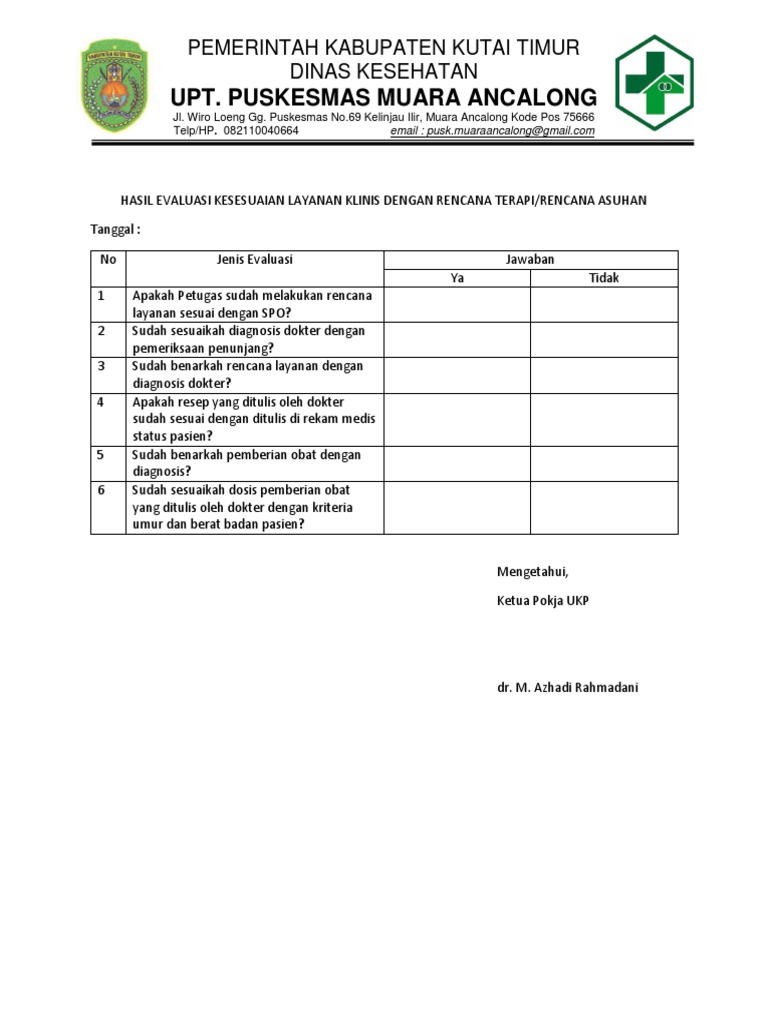 71 Hasil Evaluasi Kesesuaian Layanan Klinis Dengan Rencana Terapi | PDF