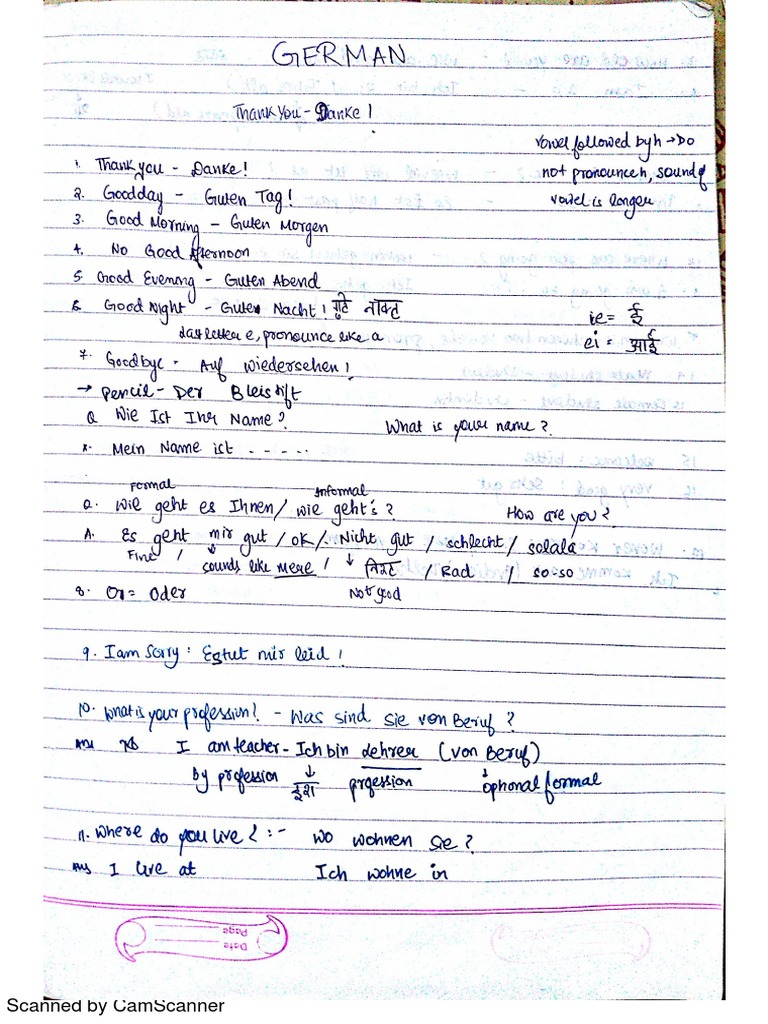 German Handwritten Notes | PDF