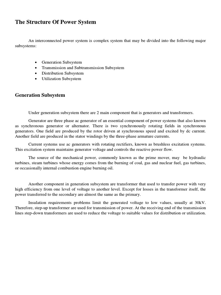 The Structure of Power System | PDF | Electric Power Distribution ...