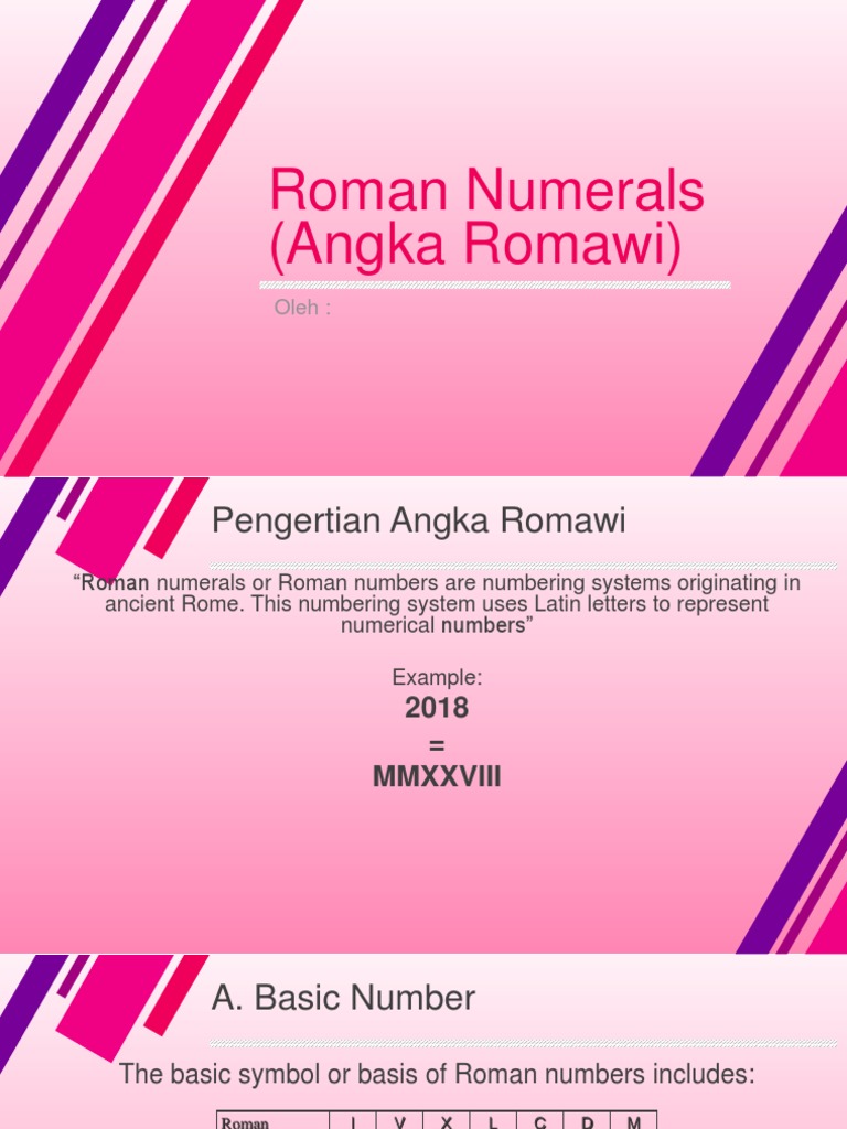 Roman Numerals (Angka Romawi) : Oleh | PDF | Ancient Europe | Collation