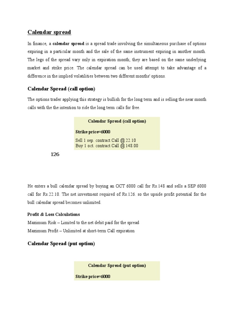 Calendar Spread | PDF | Finance & Money Management
