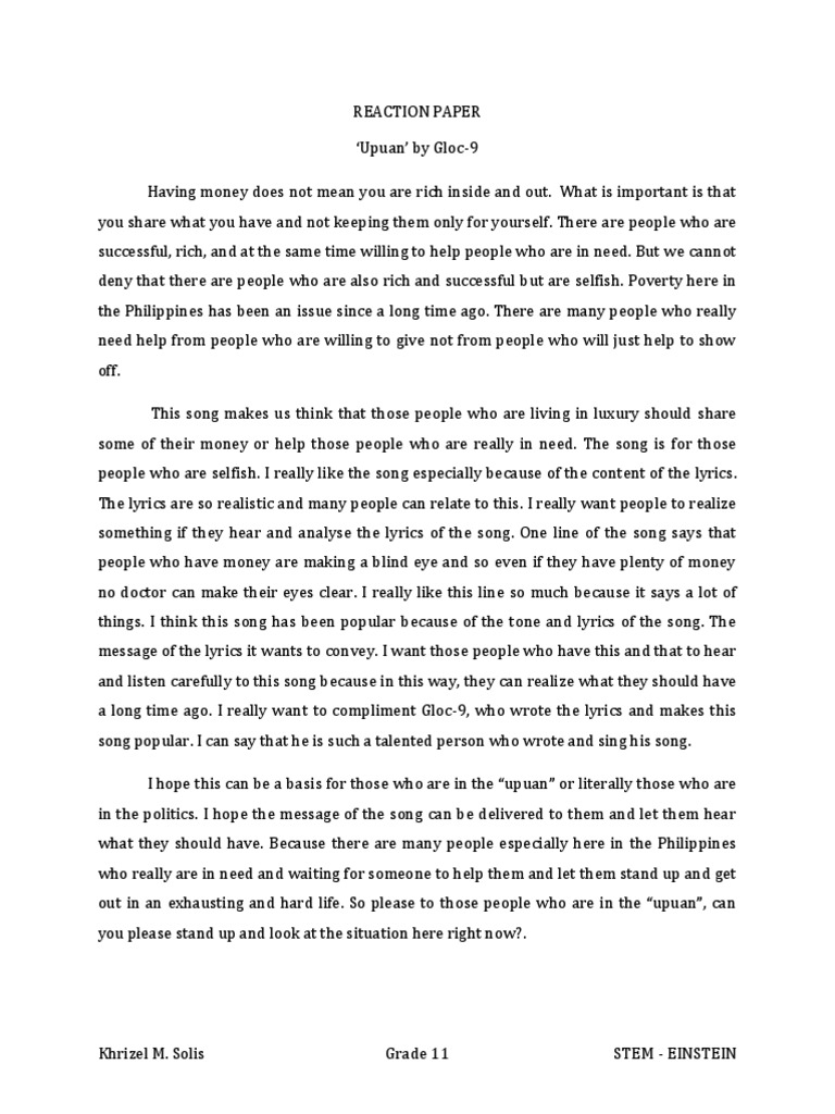 Reaction Paper | PDF