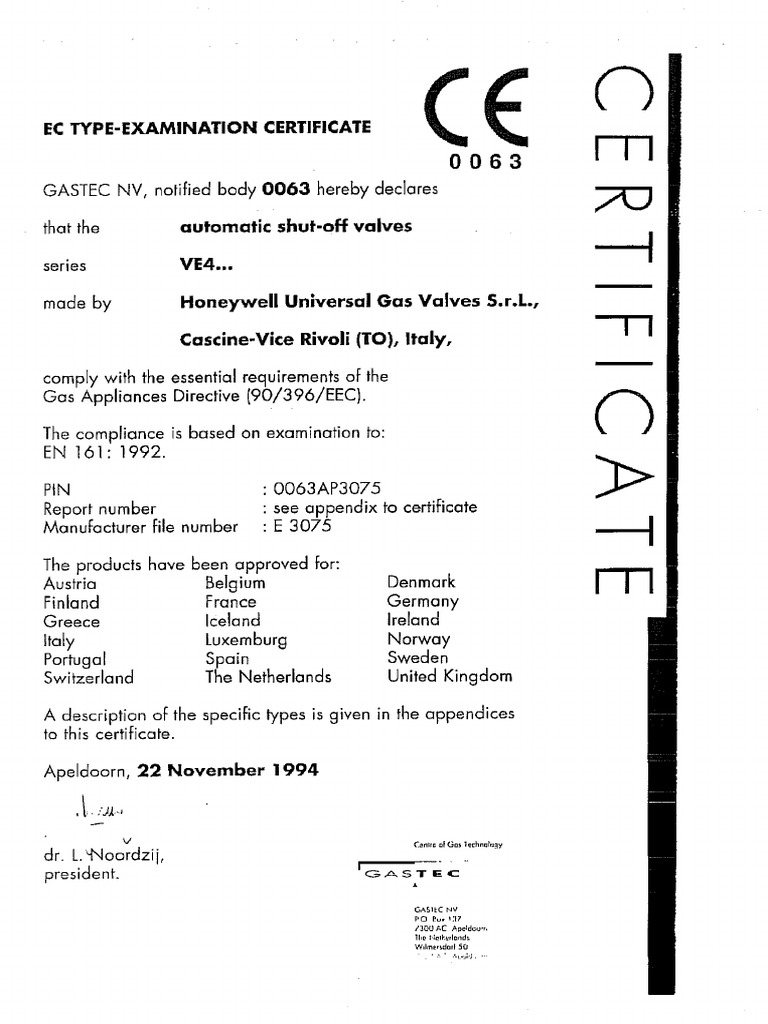 CE Certificates For Components | PDF