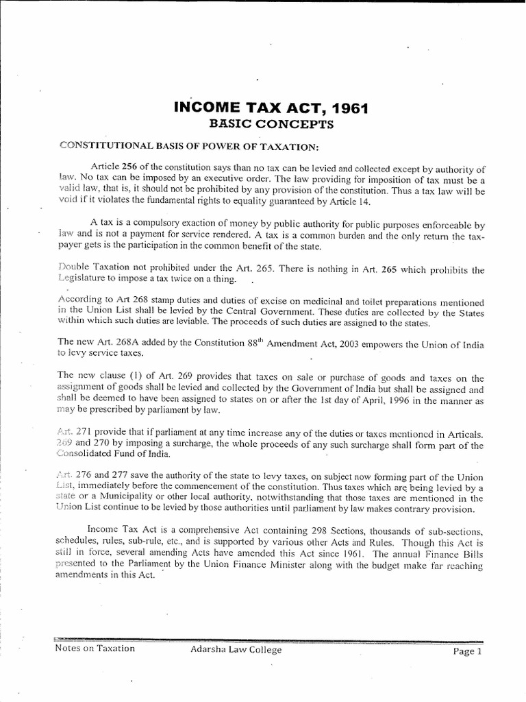 LLB 3year Degree - 5th Sem - Principles of Taxation | PDF