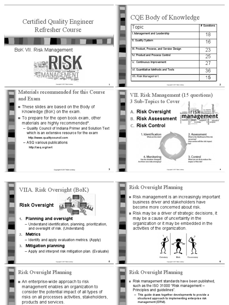 Risk Management For CQE | PDF | Risk Management | Risk