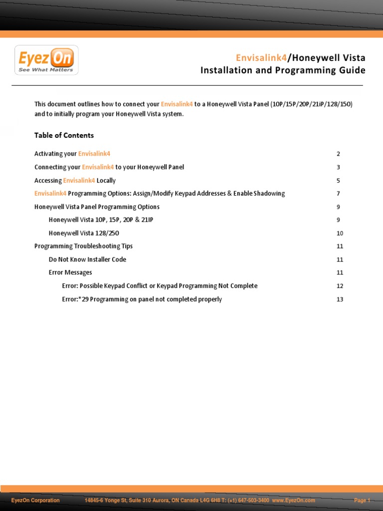 Eyezon Envisalink Honeywell Installation Guide | PDF | Ip Address ...