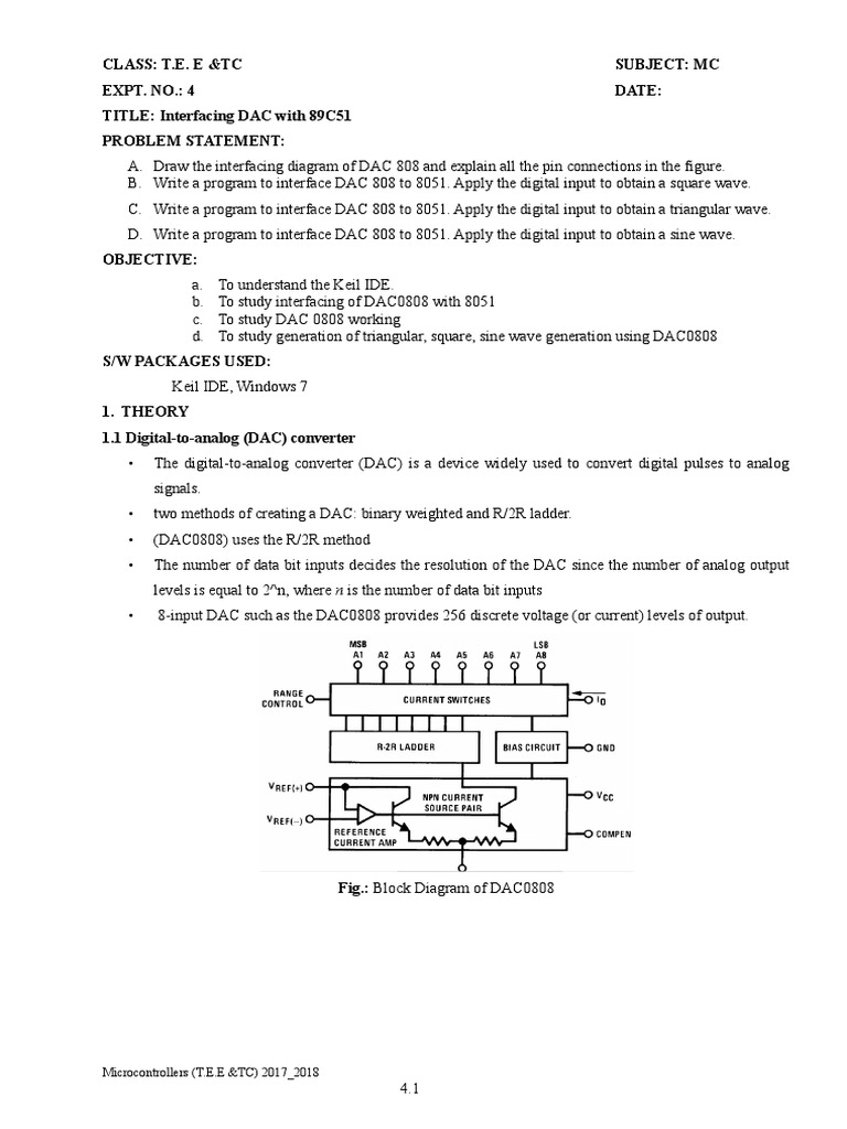 8051 Lab Dac | PDF | Digital To Analog Converter | Subroutine