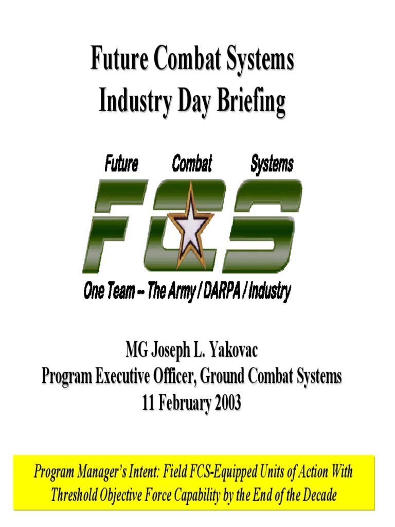 Future Combat Systems Industry Day Briefing | PDF | Unmanned Aerial ...