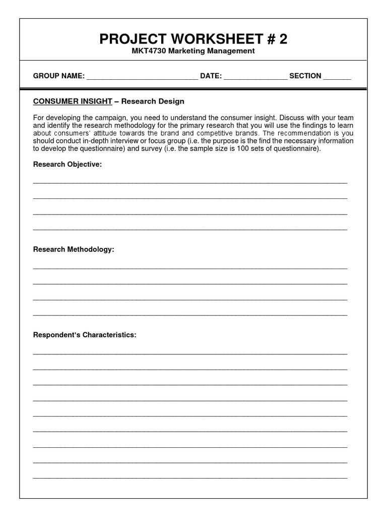 Mkt4730 Project Worksheet 2 - Research Design | PDF | Focus Group ...