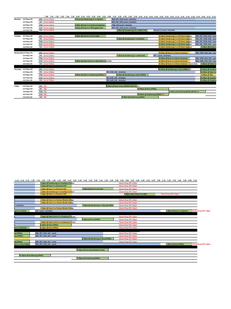 ASC Weekly Schedule | PDF